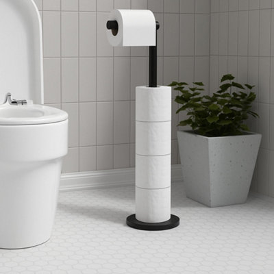 Billtix Free-standing Toilet Roll Holder, Stainless Steel Bathroom Roll ...