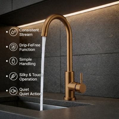 Billtix Kitchen Sink Tap with High Arc Swivel Spout Mixer, Single ...