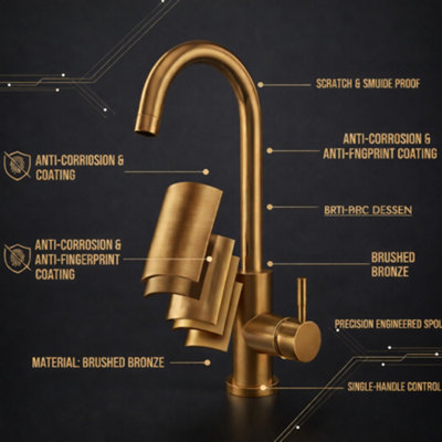 Billtix Kitchen Sink Tap with High Arc Swivel Spout Mixer, Single ...