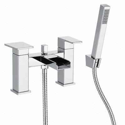 BILLTIX Waterfall Bath Square Shower Mixer Tap Chrome Deck Mounted ...