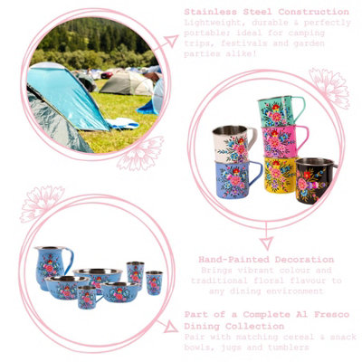 BillyCan Camping Mugs - 450ml - Mint Pansy - Pack of 6