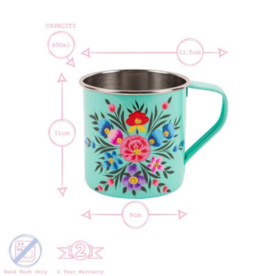 BillyCan Camping Mugs - 450ml - Mint Pansy - Pack of 6