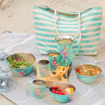 BillyCan Camping Mugs - 450ml - Mint Pansy - Pack of 6