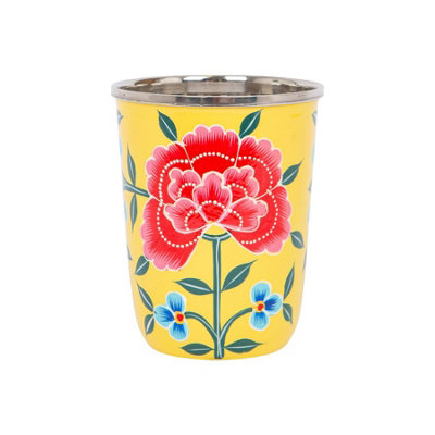 BILLYCAN HAND-PAINTED PICNIC CUP - 300ML - BUTTERCUP PEONY