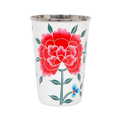 BillyCan Hand-Painted Picnic Cup - 400ml - Cotton Peony | DIY at B&Q