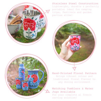 BillyCan Hand-Painted Picnic Cups - 300ml - Cotton Peony