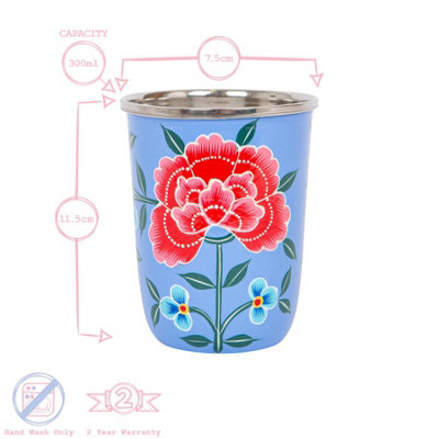 BillyCan Hand-Painted Picnic Cups - 300ml - Cotton Peony