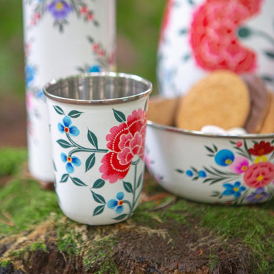 BillyCan Hand-Painted Picnic Cups - 300ml - Cotton Peony