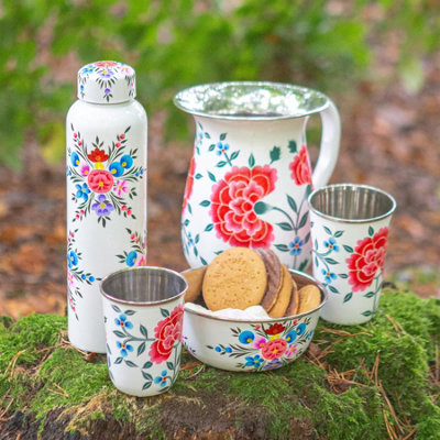 BillyCan Hand-Painted Picnic Cups - 300ml - Cotton Peony