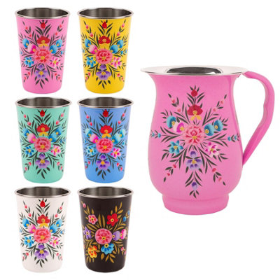 BillyCan - Picnic Jug Set - 400ml - Raspberry Pansy Jug - 7pc | DIY at B&Q
