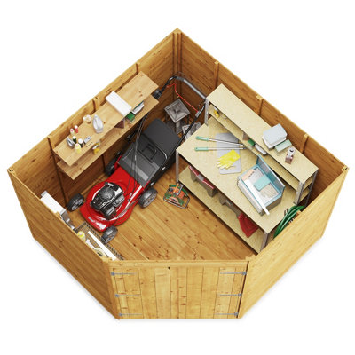 BILLYOH EXPERT TONGUE AND GROOVE CORNER WORKSHOP WOODEN SHED - 7X7 ...