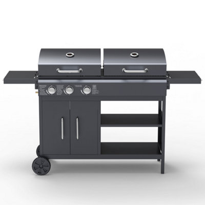 BillyOh Montana Black Dual Fuel Gas and Charcoal Hybrid BBQ - Black