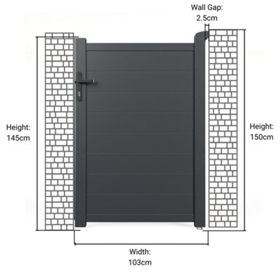 BillyOh Nova Pedestrian Full Privacy Aluminium Garden Gate - 100x142cm ...