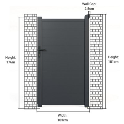 BillyOh Nova Pedestrian Full Privacy Aluminium Garden Gate - 100x173cm