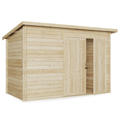 BillyOh Pent Log Cabin Windowless Heavy Duty Bike Store - 10x6 - Double ...