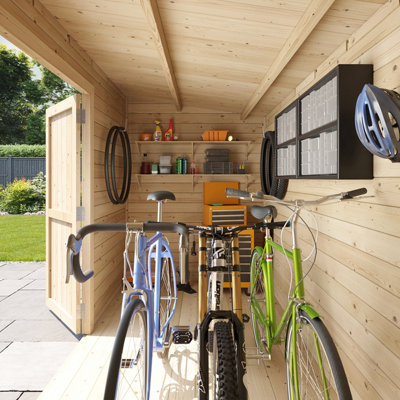 BillyOh Pent Log Cabin Windowless Heavy Duty Bike Store - 10x6 - Double ...