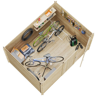 BillyOh Pent Log Cabin Windowless Heavy Duty Bike Store - 10x8 - Double ...