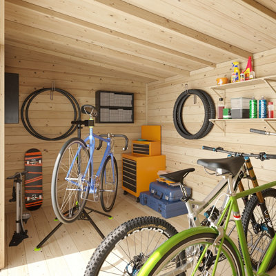BillyOh Pent Log Cabin Windowless Heavy Duty Bike Store - 10x8 - Double ...