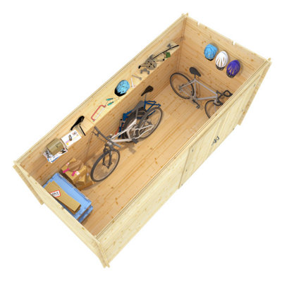 BillyOh Pent Log Cabin Windowless Heavy Duty Bike Store - 12x6 - Double ...