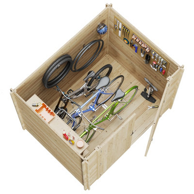 BillyOh Pent Log Cabin Windowless Heavy Duty Bike Store - 8x6 - Double ...