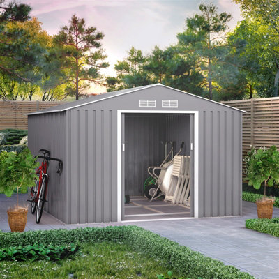 Buy BillyOh Ranger Apex Metal Shed With Foundation Kit - 9x10 Light ...