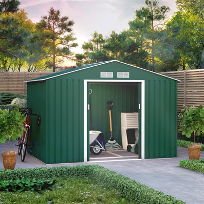 BillyOh Ranger Apex Metal Shed With Foundation Kit - 9x6 Dark Green