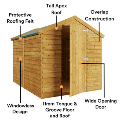 BILLYOH SUPER SAVER OVERLAP APEX WOODEN SHED - 8X6