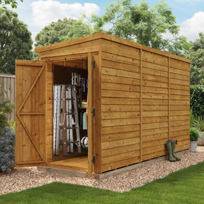 BillyOh Switch Overlap Pent Wooden Shed - 12x4 Windowless