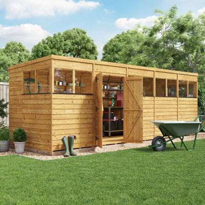 BillyOh Switch Overlap Pent Wooden Shed - 20x6 Windowed