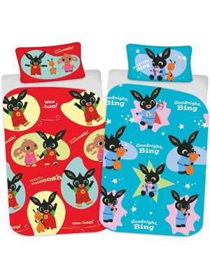 Bing Bunny Whoosh 4 in 1 Junior Bedding Bundle Set (Duvet, Pillow and ...