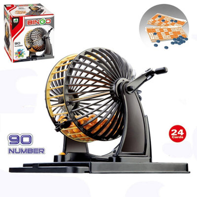 Bingo Game Set 90 Number Bingo Machine with 24 Reusable Cards and Chips ...