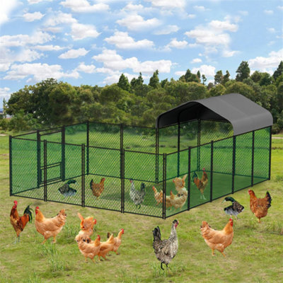 Bingopaw 393x160x156cm Metal Framed Chicken Coop with Roof Walk-in ...