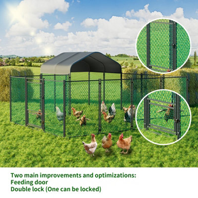 Bingopaw 393x160x156cm Metal Framed Chicken Coop with Roof Walk-in ...