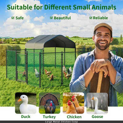 Bingopaw 393x160x156cm Metal Framed Chicken Coop with Roof Walk-in ...