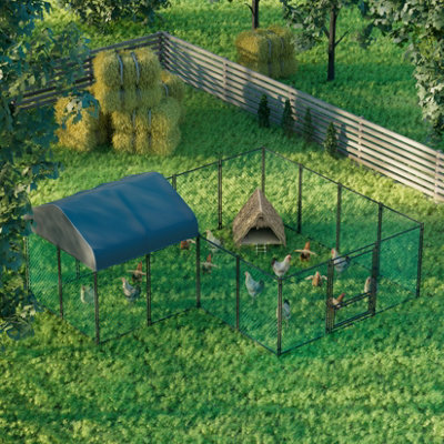 Bingopaw 393x160x156cm Metal Framed Chicken Coop with Roof Walk-in ...