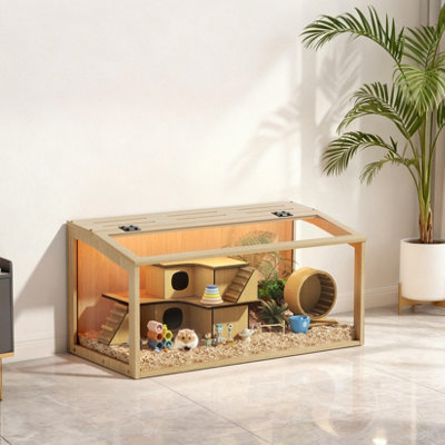 Bingopaw 80cm Large Wooden Hamster Cage for Gerbils Syrians Hamster ...