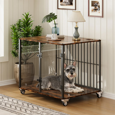 Bingopaw Heavy Duty Tempered glass Dog Kennel with Dual Doors Dog Cage ...