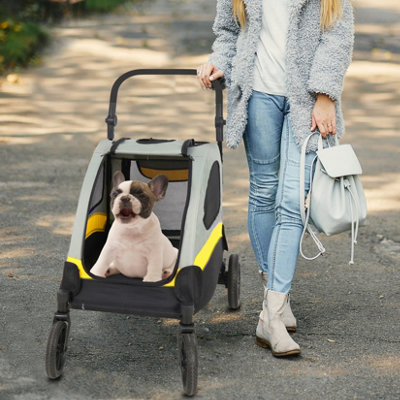 BINGOPAW LARGE DOUBLE SEAT PET STROLLER DIVIDER TRAVEL PUSHCHAIR ...