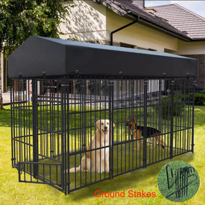 Bingopaw Large Solid Steel Dog Kennel with Water-Resistant UV-Resistant ...