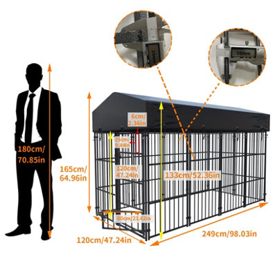 Bingopaw Large Solid Steel Dog Kennel with Water-Resistant UV-Resistant ...