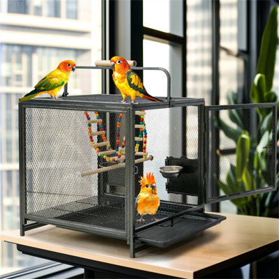 Bingopaw Portable Bird Travel Carrier Cage Iron Parrot Cockatiel ...