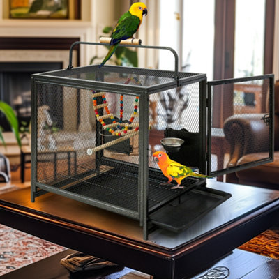 Bingopaw Portable Bird Travel Carrier Cage Iron Parrot Cockatiel ...