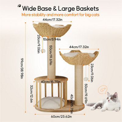 Bingopaw Solid Wood Cat Scratching Post Cat Tree Tower Kitten Condo ...
