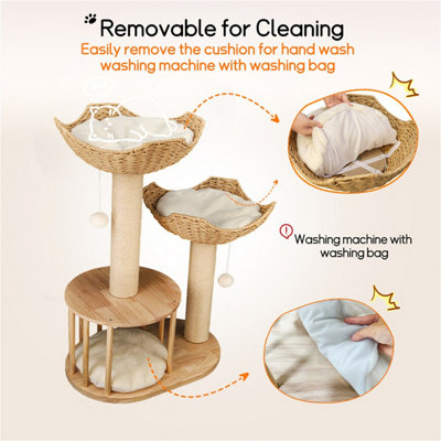 Bingopaw Solid Wood Cat Scratching Post Cat Tree Tower Kitten Condo ...