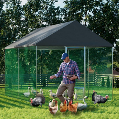 Bingopaw XL 300x400x270cm Roofed Metal Framed Chicken Coop Walk-in ...