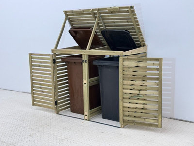BinHaven slatted wheelie bin storage unit, Double