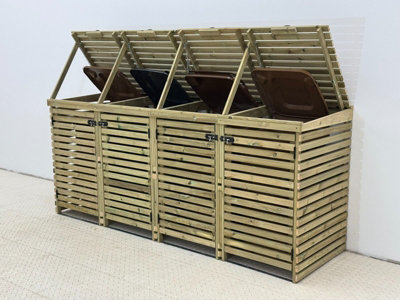 BinHaven slatted wheelie bin storage unit, Quadruple