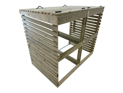 BINHAVEN SLATTED WHEELIE BIN STORAGE UNIT, TRIPLE