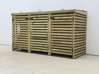 BinHaven slatted wheelie bin storage unit, Triple