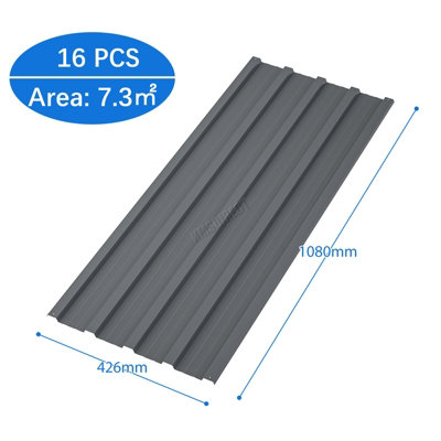 Birchtree 16PCS Galvanized Metal Roof Sheets Panels Corrugated Roofing ...